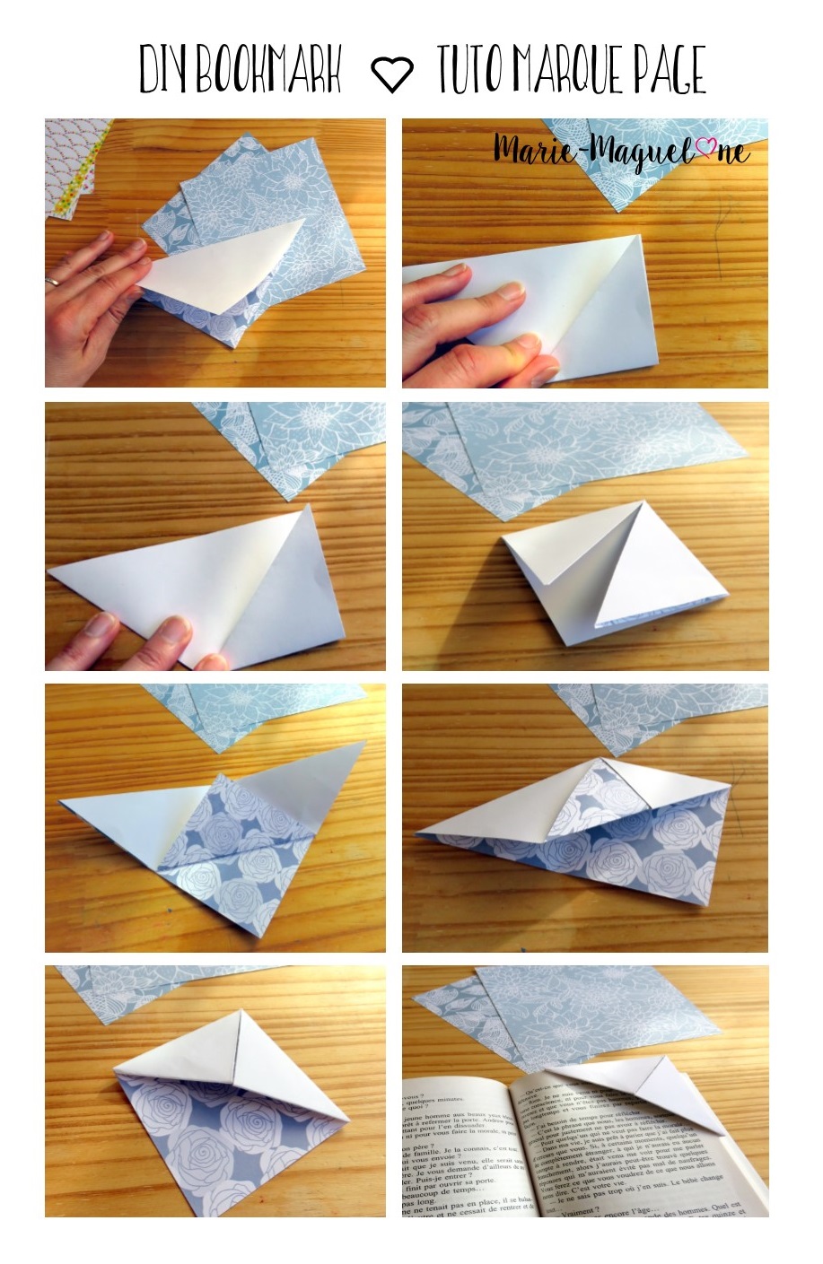 Diy Bookmark - Tuto Marque-pages en papier, origami et découpage