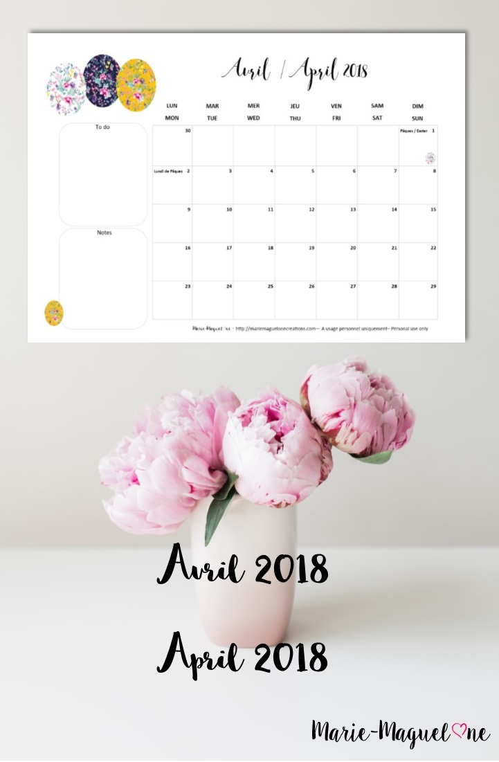 Calendrier d'avril & bonus créatif : guirlande d'oeufs de Pâques, printable